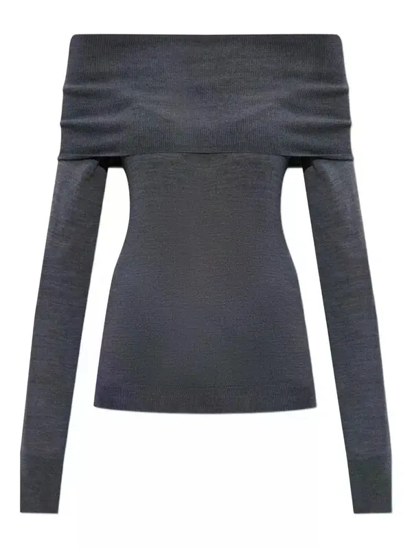 Stella McCartney Off-the-shoulder Long Sleeve Sweater - Grey