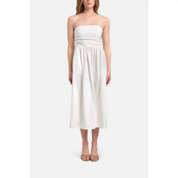 CAPSULE 132 Ruched Drape Dress - White