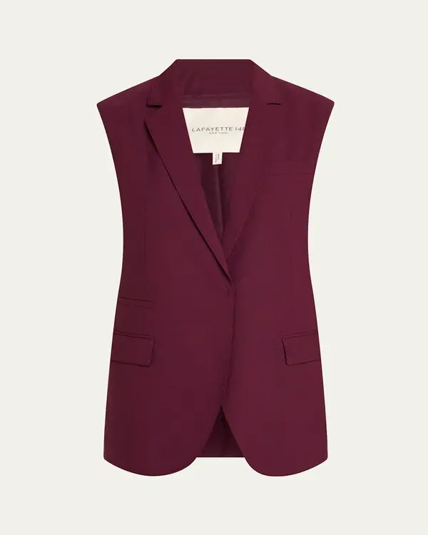 Lafayette 148 New York Neapolitan Pick Stitch Lightweight Wool Vest
