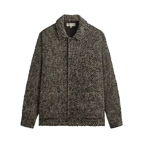 Kith Oversized Herringbone Boxy Collared Overshirt 'black