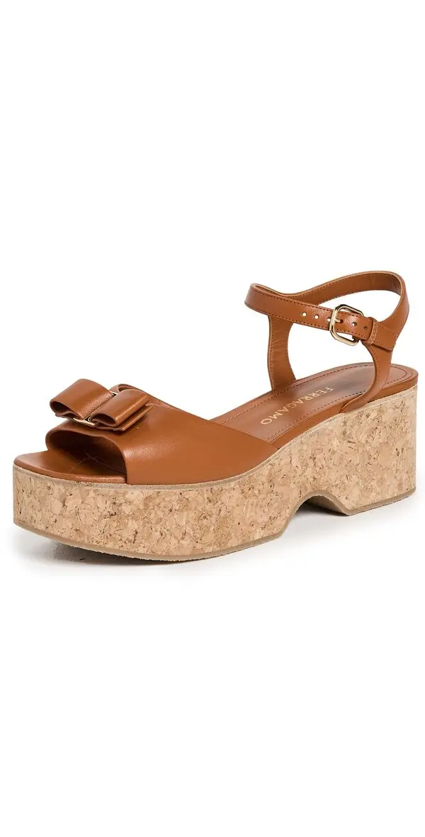 FERRAGAMO Selna Sandals - Cognac Lamb