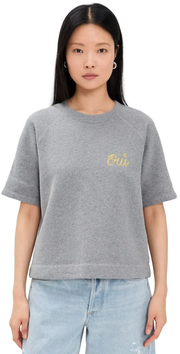 Clare V. Short Sleeve Fleece Sweatshirt