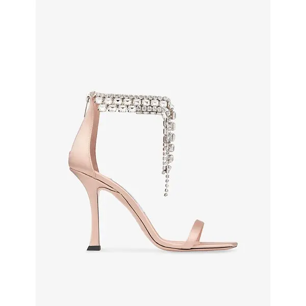 JIMMY CHOO Verity 100 Crystal-embellished Heeled Sandals - Macaron