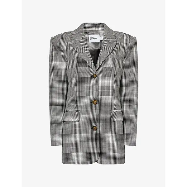 SELF-PORTRAIT Check-print Peak-lapels Stretch-woven Blazer