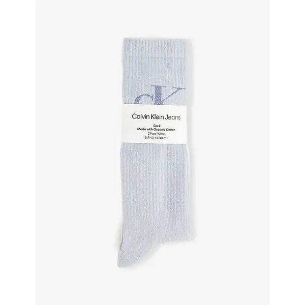 Calvin Klein Monogram Cotton-blend Socks - Blue/white