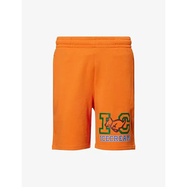 ICECREAM Collegiate Puppy Logo Cotton-jersey Sweat Shorts