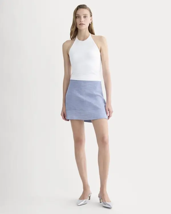 Everlane Mini Skirt In Stretch Linen - Chambray