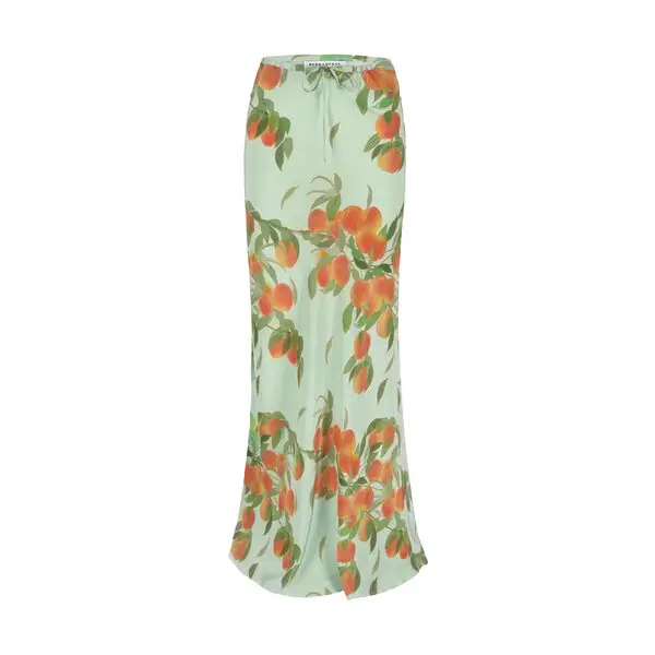 Bernadette Emily Peach Tree Printed Skirt - Peach Tree - Sage Green