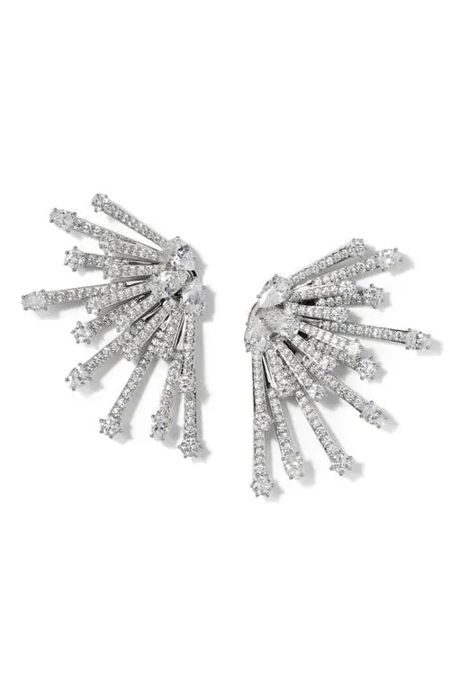 Nadri Starlet Cubic Zirconia Burst Jacket Earrings - Rhodium