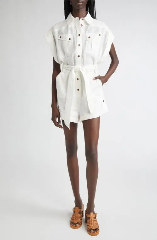 Zimmermann Rhiannon Cuffed Linen Playsuit - Ivory
