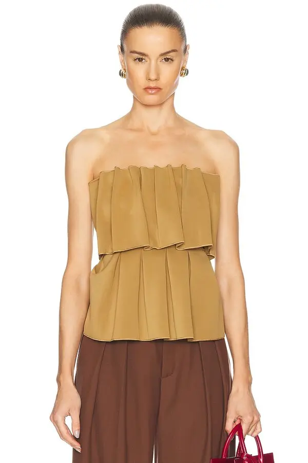 HOUSE OF DAGMAR Sculpted Tube Top - Dull Gold