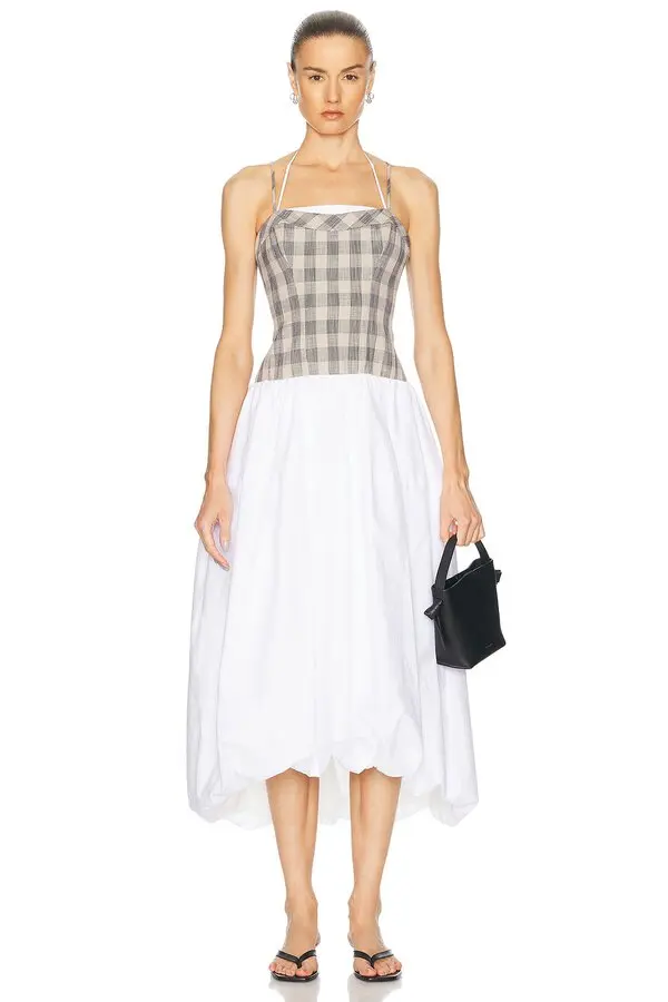 Simkhai Pfeiffer Bustier Midi Dress - Midnight Gingham