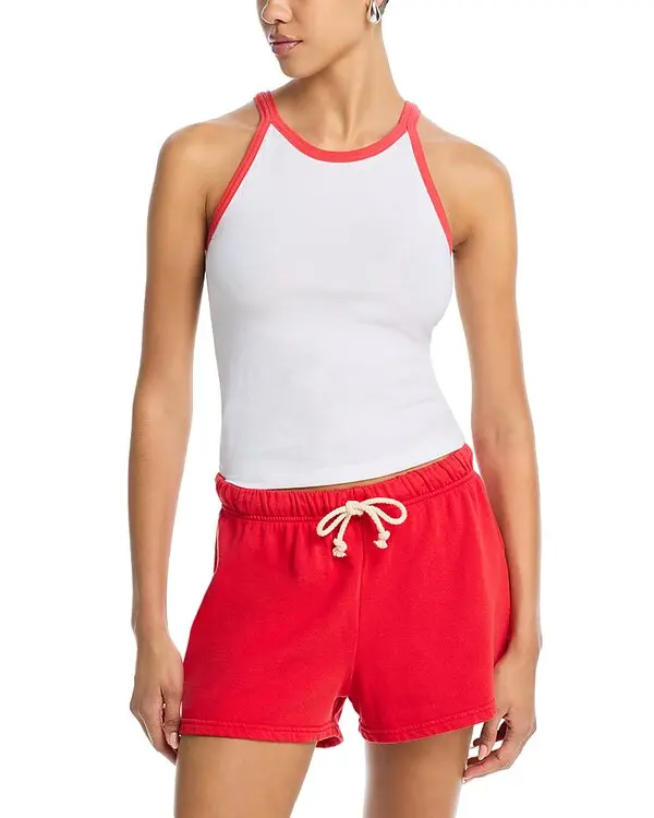 PERFECTWHITETEE Shae Athletic Color Block Tank - White/poppy