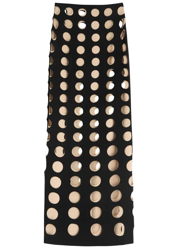 A.W.A.K.E. Mode Laser-cut Cut-out Crepe Maxi Skirt - Black