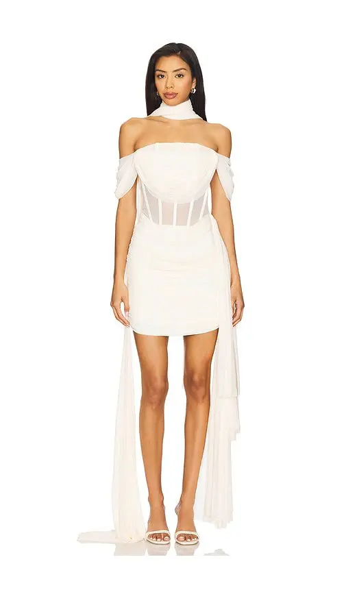 DEME BY GABRIELLA Marianna Draped Mesh Mini Dress
