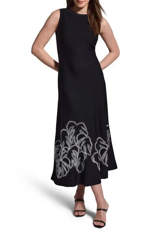 NIC+ZOE Embroidered Hem Crepe Midi Dress