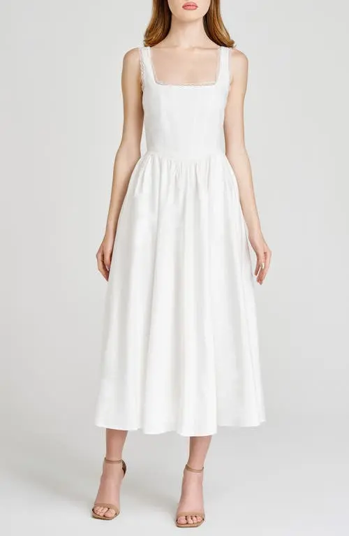 WAYF X Styled Coco! Selene Lace Trim Cotton Midi Dress