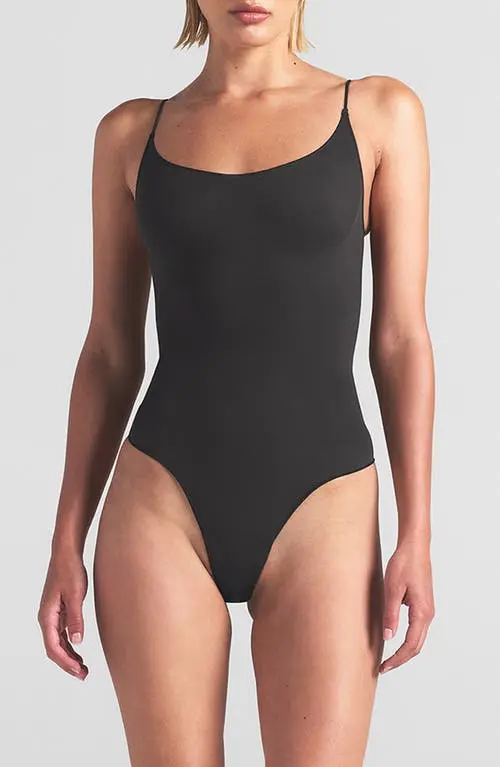 SKIMS Everyday Sculpt Sheer Layer Thong Bodysuit - Onyx