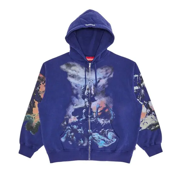 Supreme X Frank Frazetta Zip-up Hoodie - Blue