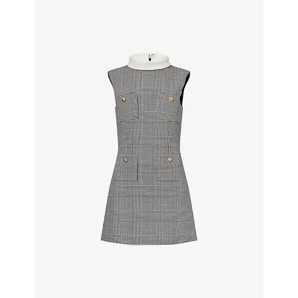 SELF-PORTRAIT Check-print Sleeveless Mini Dress - Black And White