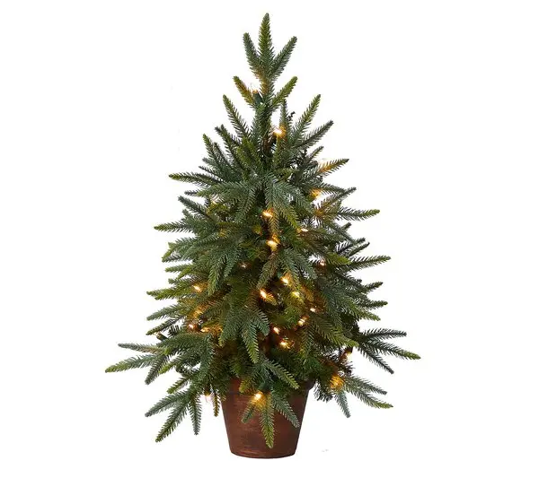 NEARLY NATURAL 2.5' Christmas Tree With Decorative Planter