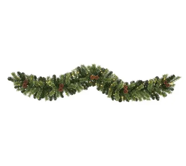 NEARLY NATURAL 6' Christmas Artificial Garland With 50 Lights