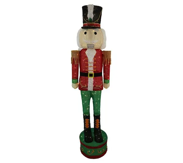 FRASER HILL FARM 6' Prelit Tinsel Nutcracker In Door Or Outdoor
