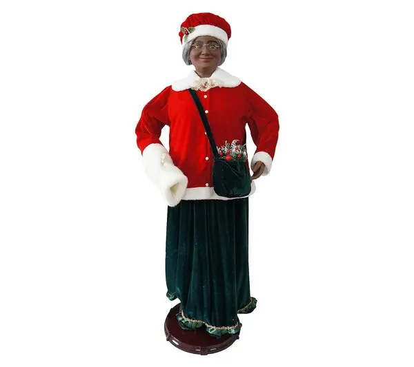 CHRISTMAS TIME 58' Black Dancing Mrs. Claus Wit H Satchel