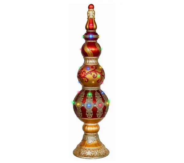 FRASER HILL FARM 4' Metallic Finial Statue With Led Lights