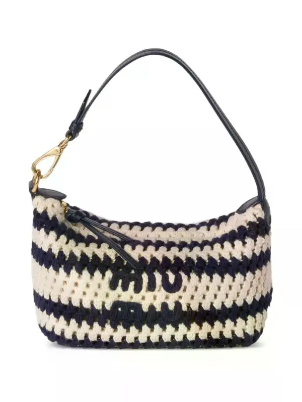 Miu Miu Striped Crochet Shoulder Bag