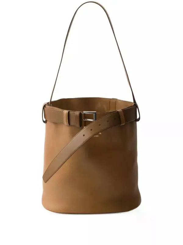 Prada Buckle Bucket Bag - Brown