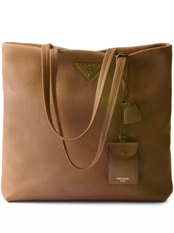 Prada Leather Tote Bag - Brown