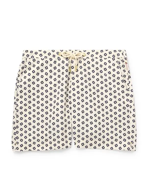 Orlebar Brown Bulldog Printed Mid-length Swim Shorts - White