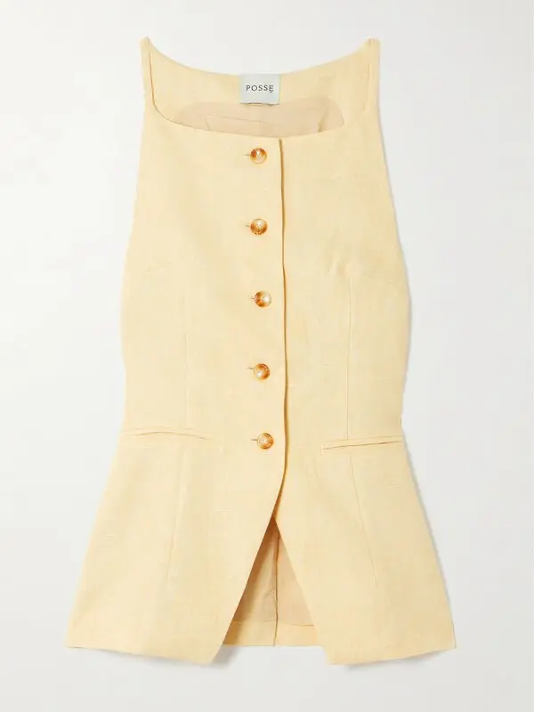 Posse Nancy Linen Vest - Yellow