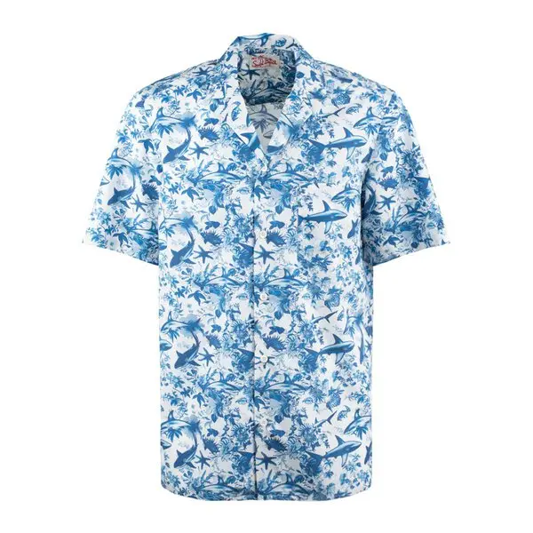MC2 SAINT BARTH Cotton Shirt With Shark Print | Ai Co-created Design Rickdick Powered Red-eye