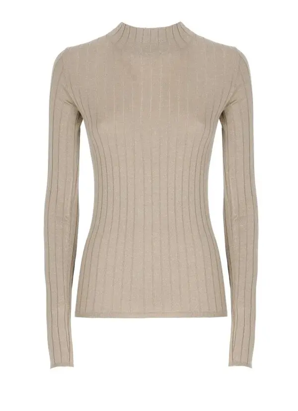 Brunello Cucinelli Ribbed High-neck Sweater - Beige