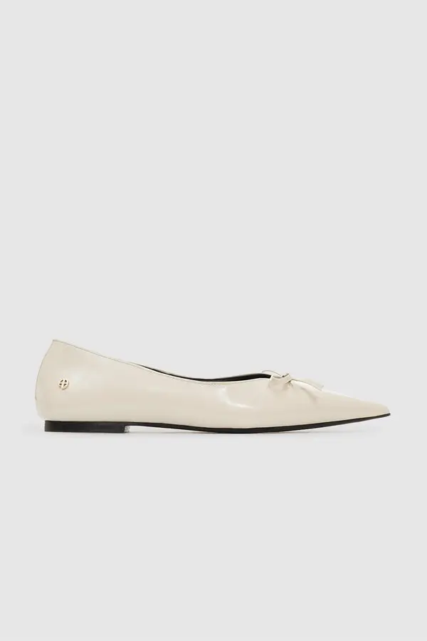 ANINE BING Hilda Pointed-toe Ballet Flats - Bone Patent