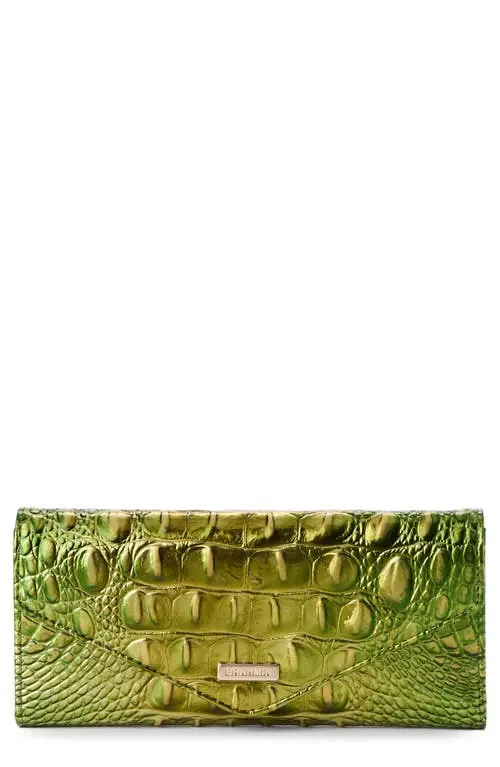 Brahmin Veronica Croc Embossed Leather Wallet - Cacti Green