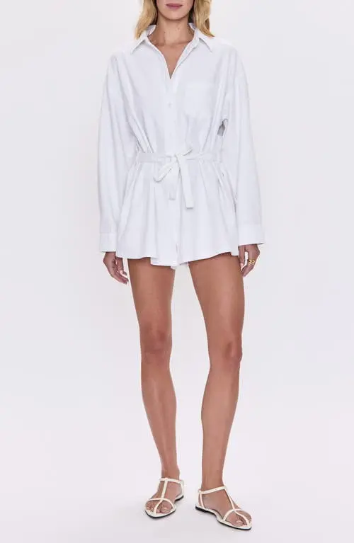 PISTOLA Vance Tie Waist Long Sleeve Romper - Vivid White