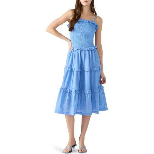 Steve Madden Nash Tiered Cotton Sundress - Aurora Blue