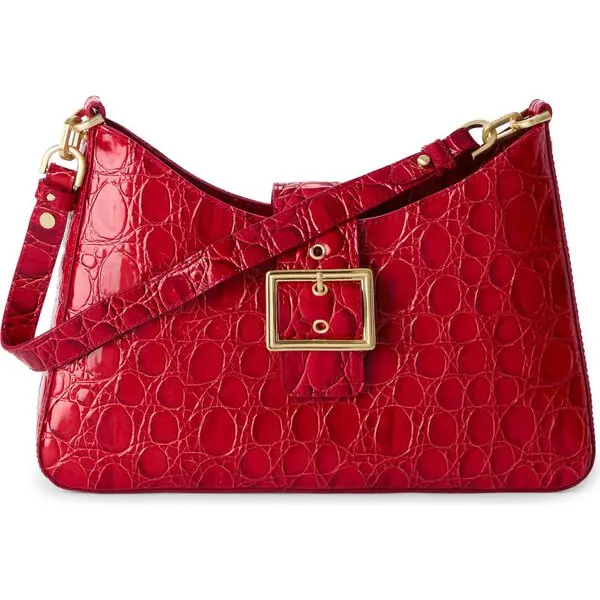 Brahmin Esme Croc Embossed Leather Shoulder Bag