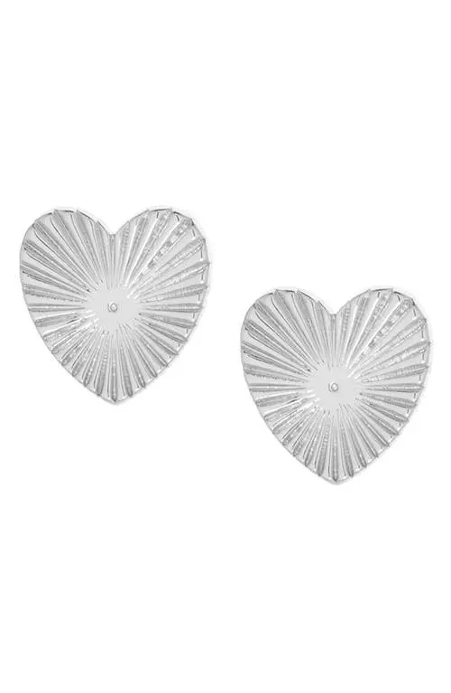 MARLYN SCHIFF Oversize Etched Heart Stud Earrings - Silver