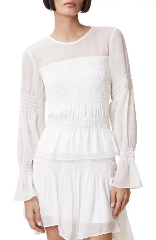 All Saints Pamela Smocked Ruffle Top - Snow White