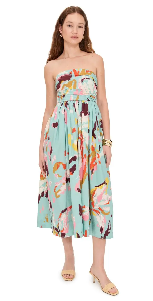 A.L.C. Tate Strapless Midi Dress - Mint Multi