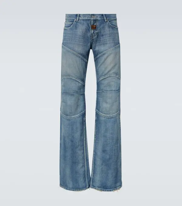 Balenciaga Distressed Low-rise Wide-leg Jeans - Blue