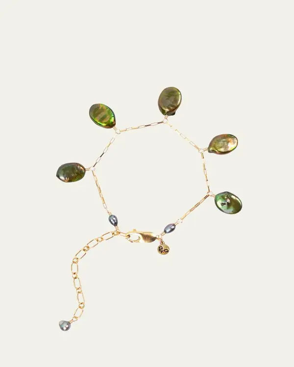 PRESLEY OLDHAM Vine Pearl Chain Bracelet