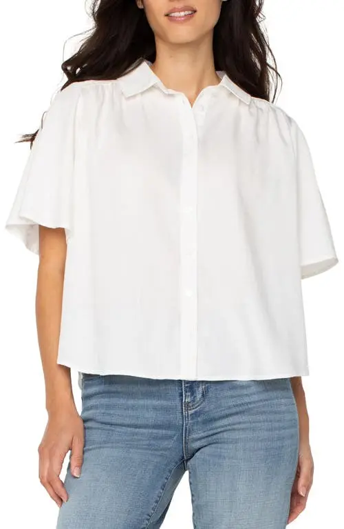 LIVERPOOL Flutter Sleeve Button-up Shirt - White