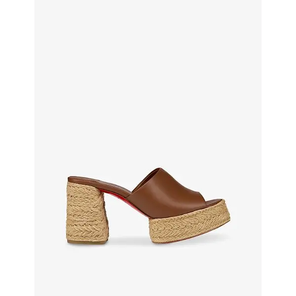 CHRISTIAN LOUBOUTIN Calakala 85 Leather Heeled Espadrilles - Cuoio