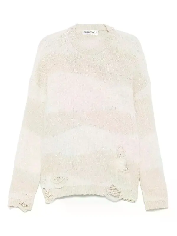 Our Legacy Striped Distressed Sweater - Neutrals
