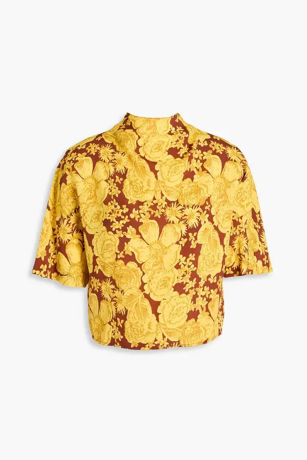 Diane Von Furstenberg Olympia Floral-print Crepe Top - Marigold
